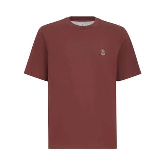 Brunello Cucinelli T-Shirt aus Baumwolljersey mit Rundhalsausschnitt - - Tops - Herren - Rot - S