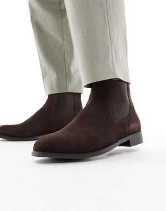 Asos Bottines Chelsea imitation daim - Marron-Brown