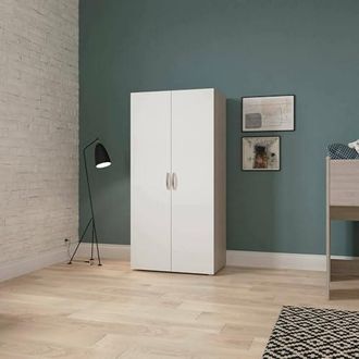 Dmora Garde-Robe 2 Portes Loire, Meubles de Chambre, Penderie de Plain-Pied, Placard à vêtements, 79x52 h166 cm, Chêne Clair et Blanc Mat