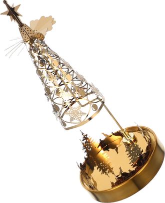 Amosfun Rotierender Weihnachtsbaum-kerzenhalter Aus Metall Mit Stabilem Sockel Drehbarem Teelichthalter Goldenes Weihnachtsdekor F&uuml;r Festliche Atmosph&auml;re Zuha