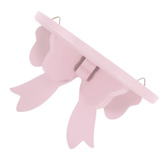 NUOBESTY Rosa Holz Schweberegal mit Schleifendekor Kleines Wandmontiertes Regal ohne Bohren Platzsparendes Kawaii Wandregal f&uuml;r Schlafzimmer und Badezimmer