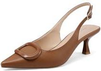 Queen Helena Slingback Femme Escarpins avec talon bas K4555, PU marron, 40 EU