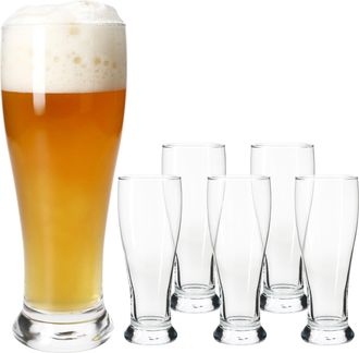 MamboCat 6er Set Baby-Weizenbiergläser klar 0,3 L I kleines Weißbier-Glas mit schlichtem & klassischem Design I Hefeweizen I für Daheim, Gastro, Hotel, Restaur