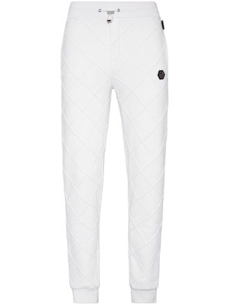 Philipp Plein pantalon de jogging &agrave; design matelass&eacute; - Blanc