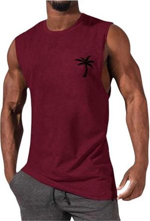 Generic D&eacute;bardeur d&eacute;t&eacute; pour homme D&eacute;bardeur sans manches Gym Fitness Sport Bodybuilding D&eacute;bardeur imprim&eacute; pour hommes T-shirt fonctionnel V&ecirc;tements sans manch