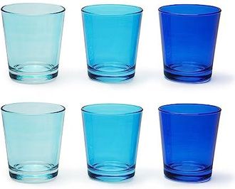 Excelsa Portofino Lot de 6 verres, &eacute;chelle de bleu, 30 Cl., verre souffl&eacute;