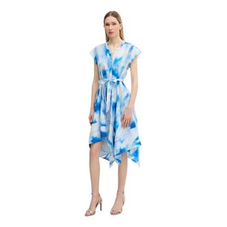 DKNY Dkny, Femme, Robes, Bleu, Taille: 40 FR Robe Midi &Eacute;vas&eacute;e