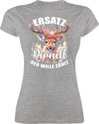 Shirtracer Shirt Damen - Kompatibel mit Oktoberfest - Dirndl Ersatz - Der Wille z&auml;hlt - XXL - Grau meliert - Tshirt Tracht w&auml;sche trachtenshirt bayrische Hirsch 