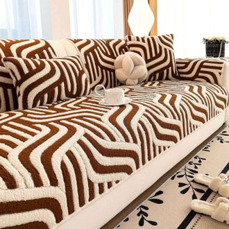 Generic Bequeme Plush Sofabezug mit Rutschfester Unterlage, für L Form/U Form/Ecksofa 3/2/1 Sitzer, Sofaschutz Hund Kratzschutz Katze(Brown,110x240cm)