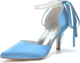 Miyoopark Femmes Confortables Chaussures De Mariée Fermé Soirée Pompes, M647 Bleu ciel, 35.5 EU