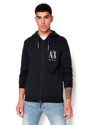 A|X Armani Exchange Herren Icon Hoodie Kapuzenpullover, Blau, S