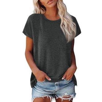 Generic TOFOTL Lot de Tee Shirt Femme Ample V&ecirc;tements Grandes Tailles pour Rondes Maillot Haut Ete Manche Courte &Eacute;t&eacute; Col Rond Classique Femme Tee Soiree R&eacute;tro