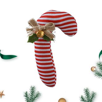 Generic Fabric Candy Cane Christmas Decor - Red & White, Fabric Candy Cane Ornaments with Bell and Bow | Holiday Decorations for Christmas Tree, Indoor Garden