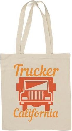 Generic Trucker California Truck Logo Driver mechanic Old Cars Sac fourre-tout en coton naturel Blanc