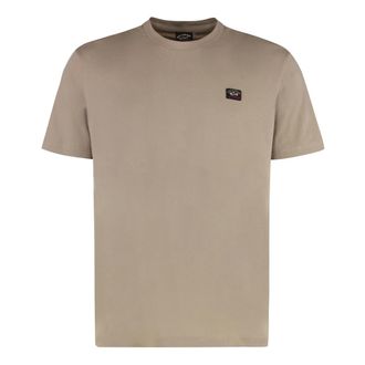 Paul & Shark Homme, Tops, Beige, Taille: 5XL T-shirt en coton &agrave; col rond