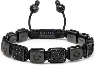 Nialaya Homme, Accessoires, Noir, Taille: 2XL Mens Ceramic Flatbead Bracelet in Black