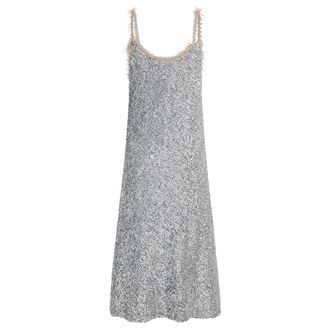 Paco Rabanne Robe Argent Paillet&eacute;e Mi-Longue - Femme - Robes - Gris - Taille: 38 FR