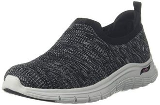 Skechers Femme 104371 Bkpk Chaussures de Sport, Schwarzer Strick mit rosafarbenem Rand, 35 EU