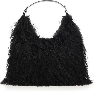 Michael Kors Femme, Sacs, Noir, Taille: ONE Size Nolita Large Faux Shearling Shoulder Bag
