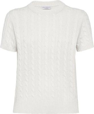 Brunello Cucinelli Femme, Pulls, Beige, Taille: 34 FR Pull ras du cou en cachemire