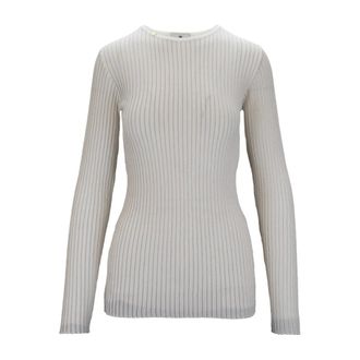 Elisabetta Franchi Geripptes glitzerndes Langarmoberteil - - Knitwear - Damen - Beige - L