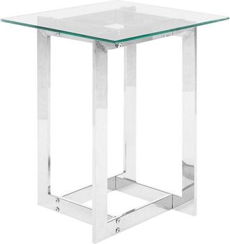 Beliani Beliani - Table dAppoint Plateau Carré en Verre Transparent et Support en Métal Argenté Design Moderne et Chic pour Salon ou Chambre au Style Glamour