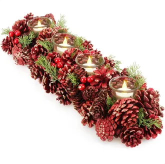 Com-Four Adventskranz länglich, Kerzenständer Weihnachten für 4 Kerzen, Kerzenhalter, Adventsgesteck, XL Adventskerzenhalter, Kerzenleiste als Tischdeko (Adven