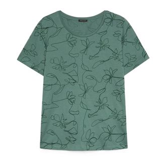 Fiorella Rubino Femme, Tops, Vert, Taille: 36 FR T-shirt en coton avec broderies florales