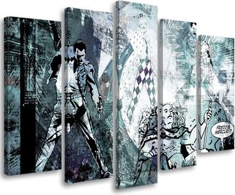 Feeby Bild auf Leinwand 150x100 cm Porträt Freddie Mercury Abstraktion 5-teilig modern Druckbild Wandbild Wanddekoration Aesthetic Popkultur Queen Sängerin 