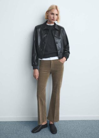 Mango Jean flare velours c&ocirc;tel&eacute; marron moyen - Femme - 44 - MANGO