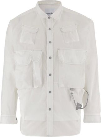 And Wander Homme, Chemises, Blanc, Taille: S Chemise en m&eacute;lange de coton avec poches multiples