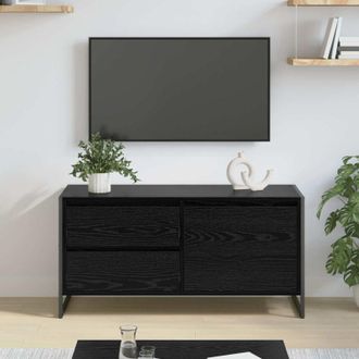 vidaXL vidaXL Meuble TV Ch&ecirc;ne noir 100 x 36 x 49.5 cm Bois ding&eacute;nierie