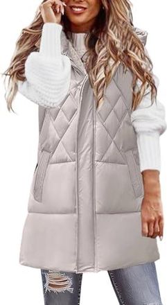 Generic Veste Femme Hiver Chaud Manteau Sans Manches Long Matelass&eacute; Cordon Taille Capuche Confort Chaleureux Style &Eacute;l&eacute;gant Pour Froid Hivernal Doudoune Femme 