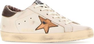 Golden Goose Womens Ivory Leather Super-Star Sneakers Butcrebrobro