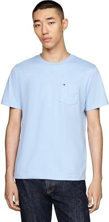 Tommy Hilfiger T-Shirt Manches Courtes Homme Essential avec Poche Poitrine, Bleu (Vessel Blue), L