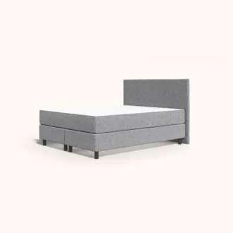 Emma Original Boxspringbett Komfort 200x200cm - hellgrau - F&uuml;&szlig;e Schwarz - Kopfteil klassisch