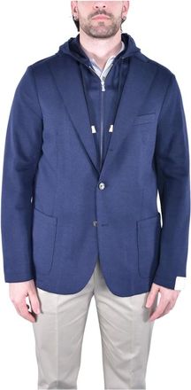 Eleventy Homme, Vestes, Bleu, Taille: XL Veste en coton stretch &agrave; trois boutons
