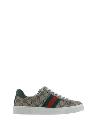 Gucci Womens Platform Sneakers Beige-Ebony-Green Beige-Ebony-Vrv-Green Rubber Sole Trainers Beige/ebony/vrv/green