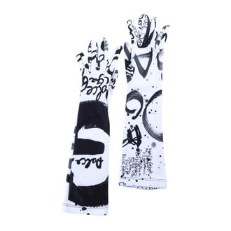 Dolce & Gabbana Femme, Accessoires, Blanc, Taille: M Printed Evening Gloves