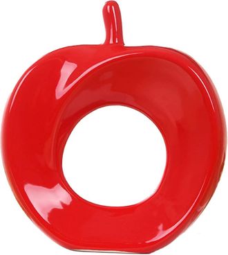 SOLUSTRE Keramik Apfel Figurine Deko Skulptur Umweltfreundlich Rote Kunststatue Für Wohnzimmer Schreibtisch Geschenk Geburtstagsdeko