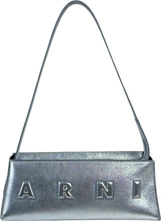 Marni Femme, Sacs, Gris, Taille: ONE Size Sac bandouli&egrave;re en cuir gonfl&eacute; gaufr&eacute;