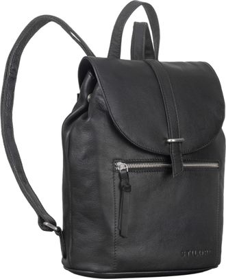 STILORD Zea Cityrucksack Damen Klein Echtleder Daypack Lederrucksack Frauen Rucksack Vintage Backpack Modern Ledertasche Elegant Tagesrucksack, Farbe:schwarz