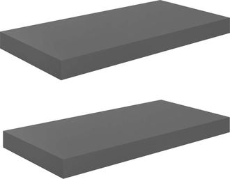 Generic Schwebendes Wandregal, 4 St&uuml;ck, MDF, Hochglanz-Wei&szlig;, Schwebendes Regal, 23/40/50/60/80/90/120 cm, Wandregal f&uuml;r Wohnzimmer/Arbeitszimmer/Bad/K&uuml;che (50