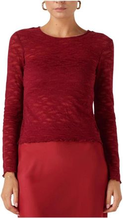 Y.A.S Rotes Spitzenoberteil f&uuml;r Elegante Outfits - - Tops - Damen - Rot - XS
