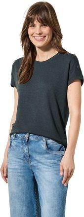 Cecil TOS Solid Crepe Button T-Shirt Slate Khaki S