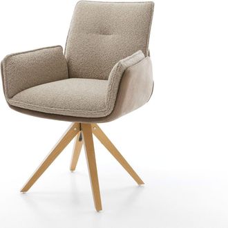 DELIFE Drehstuhl Nela-Flex Materialmix Schlamm Holzgestell kantig Natur 180&deg; drehbar, Esszimmerst&uuml;hle