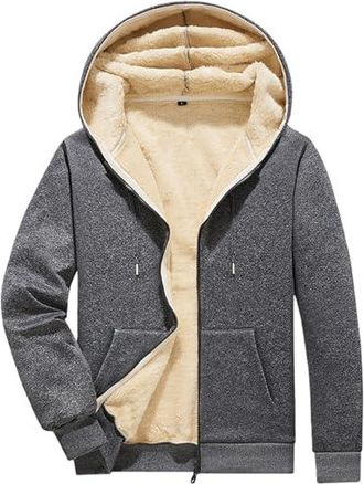 Generic Sweat &agrave; capuche zipp&eacute; pour femme - Veste doubl&eacute;e en polaire Sherpa - Manteau chaud et confortable - Pour femme, gris fonc&eacute;, M