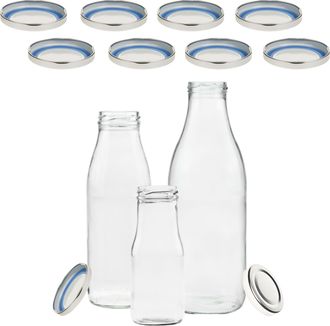 mikken Art 10 Deckel für Glasflaschen TO48 / 5 cm - Blueseal - BPA/PVC-frei, Twist-Off Ersatzdeckel Schraubdeckel für Milchflaschen und Saftflaschen Farbe silber