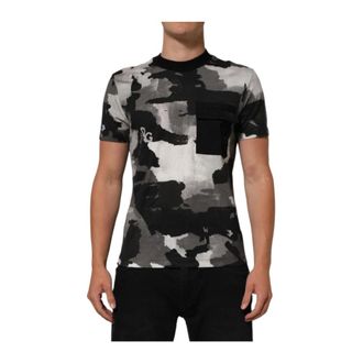 Dolce & Gabbana Homme, Tops, Multicolore, Taille: XS T-shirt camouflage &agrave; manches courtes