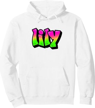 BDAZ Lily Graffiti Personalisierter Name Gr&uuml;n Rosa Frauen M&auml;dchen Pullover Hoodie